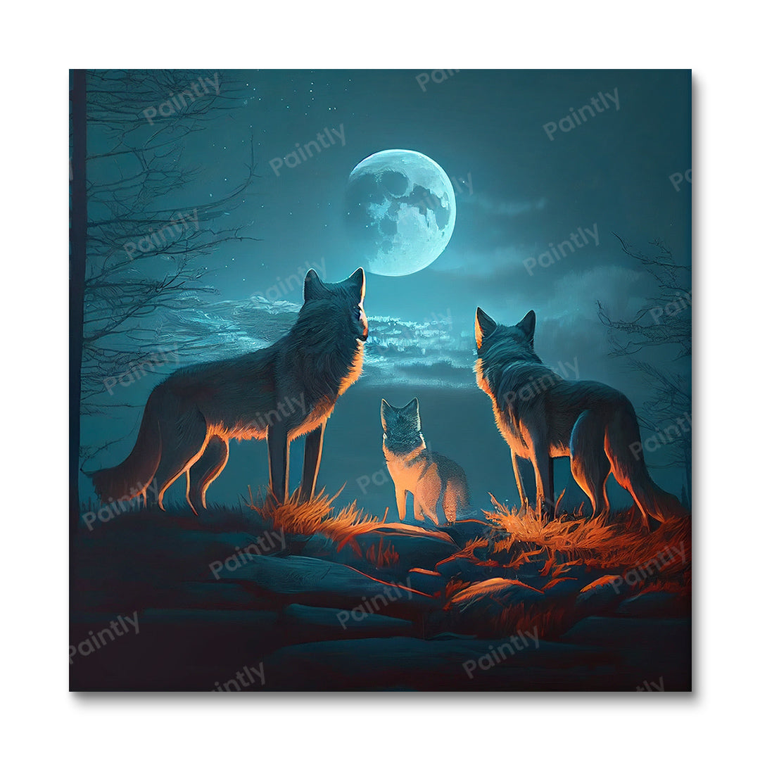 Wolves in the Moonlight III (Diamond Painting) – Diamond Painting Kits