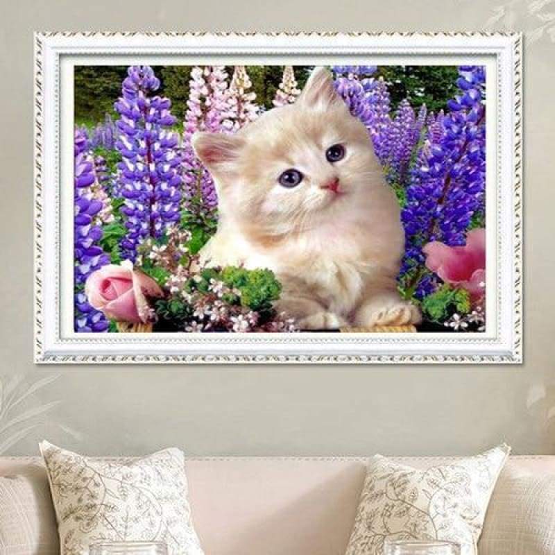 Hot Sale Cute White Cat Portrait Diy 5d Rhinestone Art Kits VM7483 ...